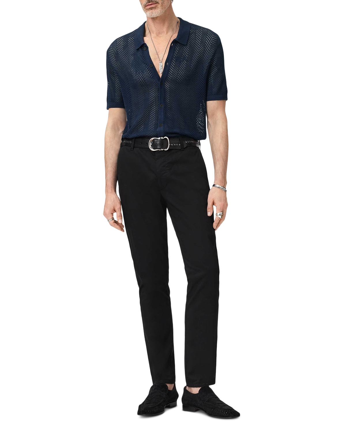 JOHN VARVATOS John Varvatos Ginsberg Herringbone Knit Short Sleeve Shirt